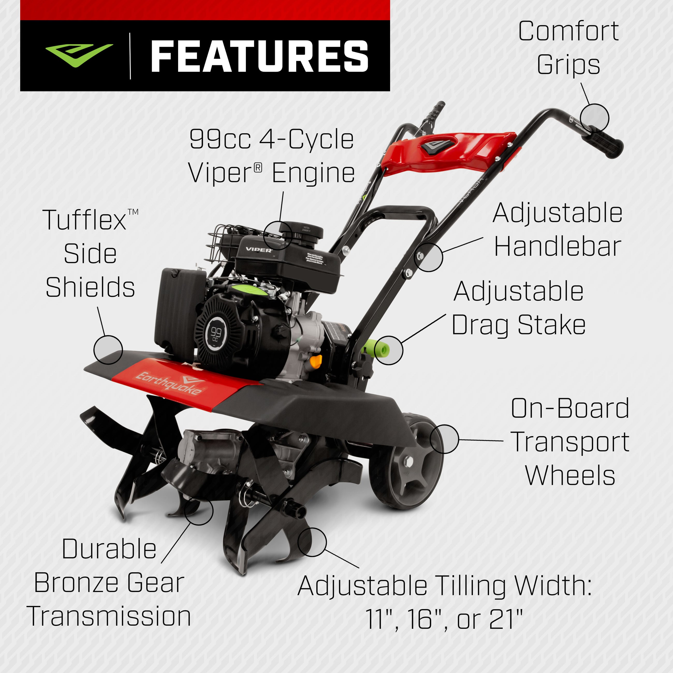 Versa™ 99cc Front Tine Tiller (20015) - Earthquake Outdoor Power Equipment
